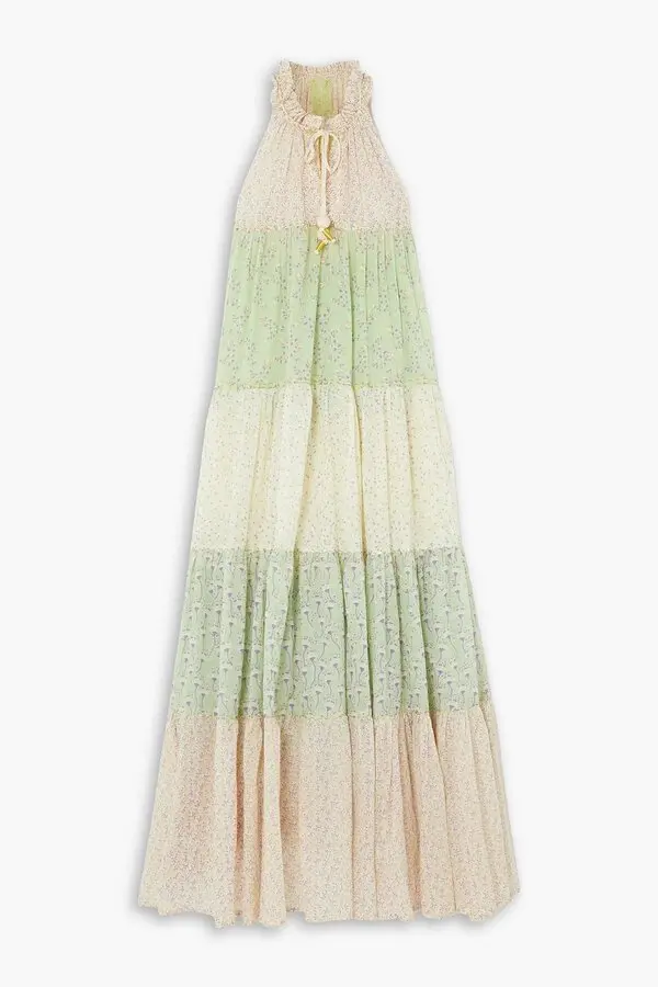 yvonne s hippy tiered printed cotton-voile maxi dress Yvonne S Hippy Tiered Printed Cottonvoile Maxi Dress In Light Green - 75%  Off