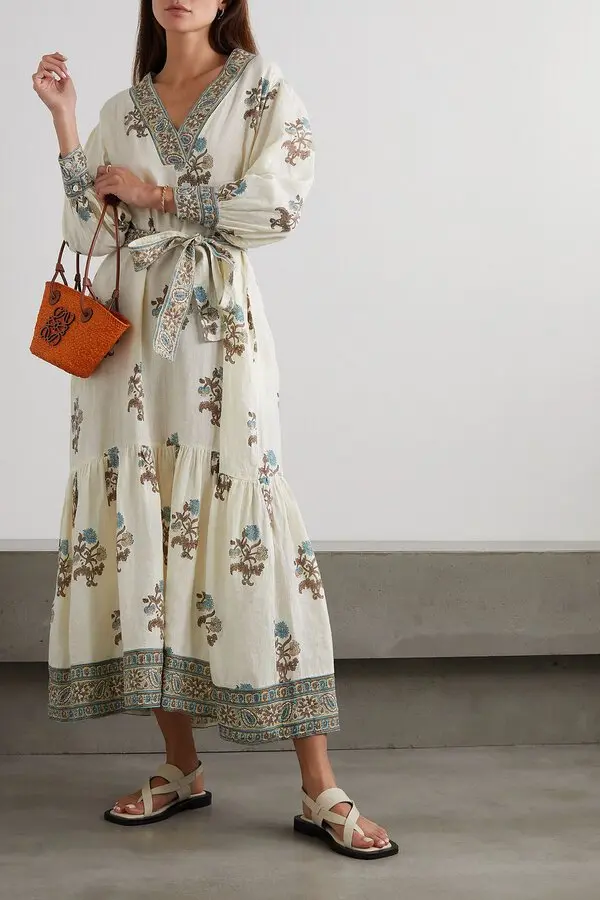 knee length dresses for ladies Loose Linen Maxi Dress from NikkaPlace