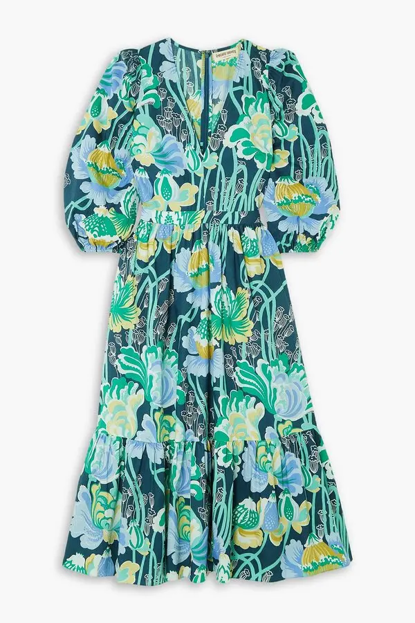 EMPORIO SIRENUSE Loretta Floral-print Cotton-poplin Midi Dress