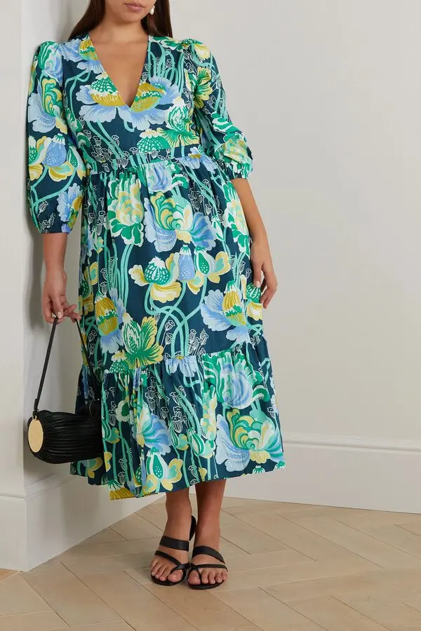 EMPORIO SIRENUSE Loretta Floral-print Cotton-poplin Midi Dress