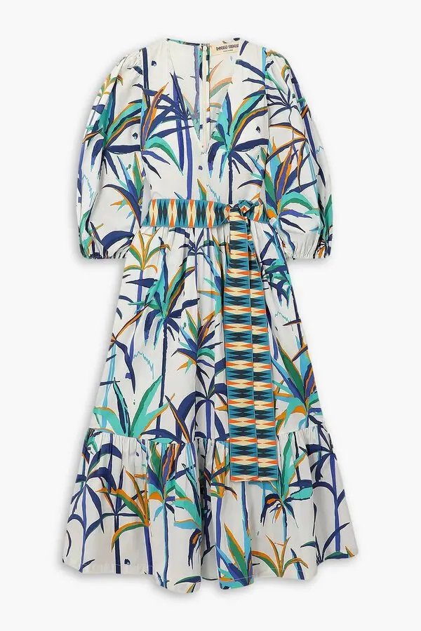 EMPORIO SIRENUSE Loretta Printed Cotton-poplin Midi Dress - Navy