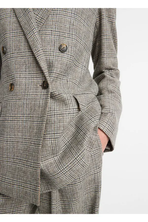 Vince Plaid Italian Wool-blend Double-breasted Blazer