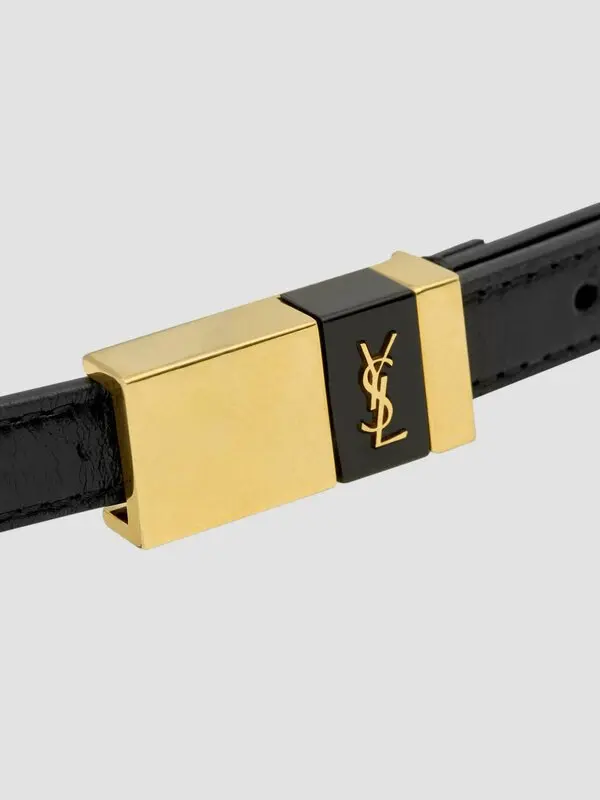 Saint Laurent Thin Anchor Belt In Leather