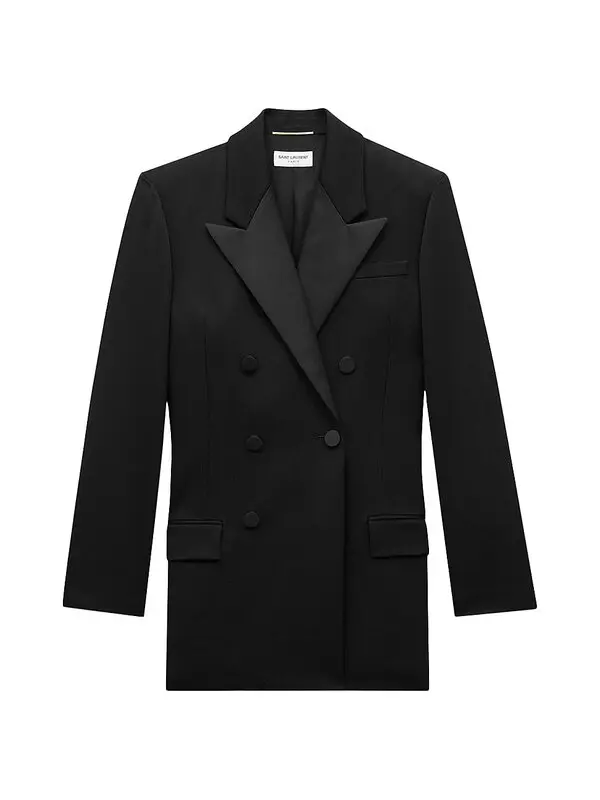 Saint Laurent Tuxedo Jacket In Grain De Poudre