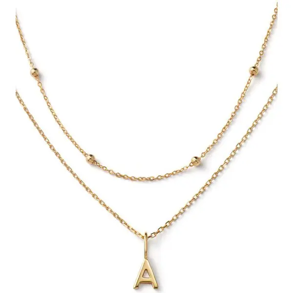 ANA LUISA 10k Layered Chain Necklace With Letter Charm - A