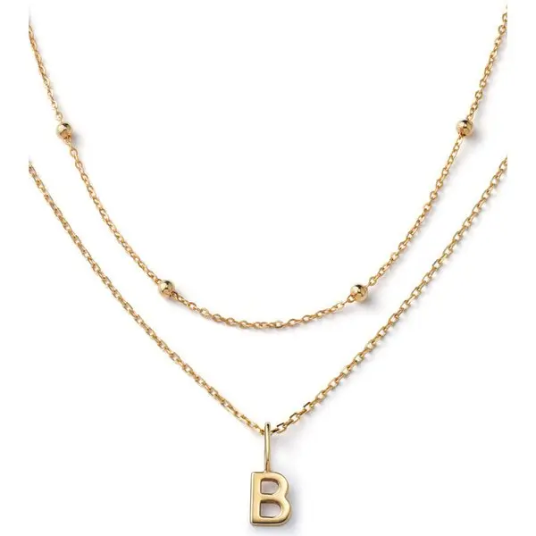 ANA LUISA 10k Layered Chain Necklace With Letter Charm - B
