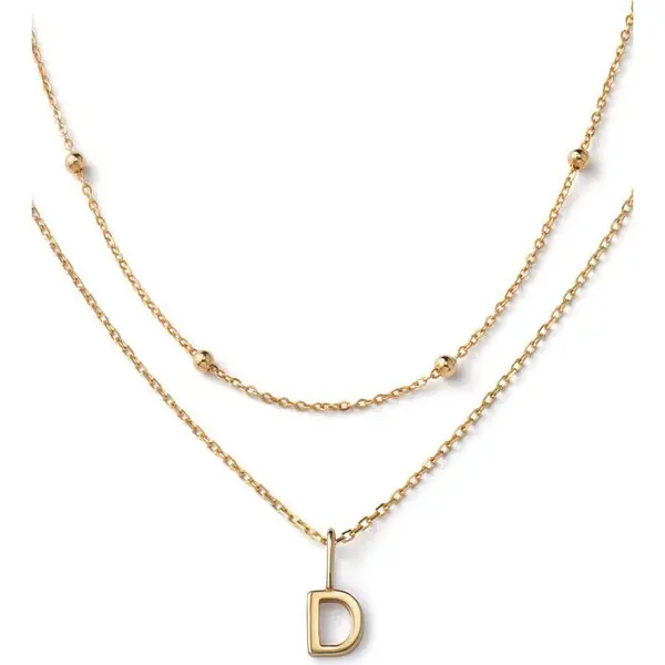 ANA LUISA 10k Layered Chain Necklace With Letter Charm - D