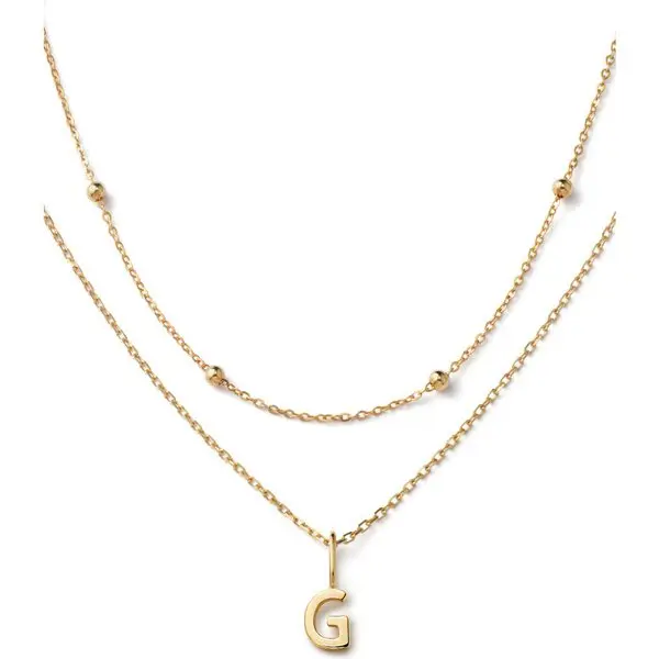 ANA LUISA 10k Layered Chain Necklace With Letter Charm - G