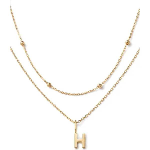 ANA LUISA 10k Layered Chain Necklace With Letter Charm - H