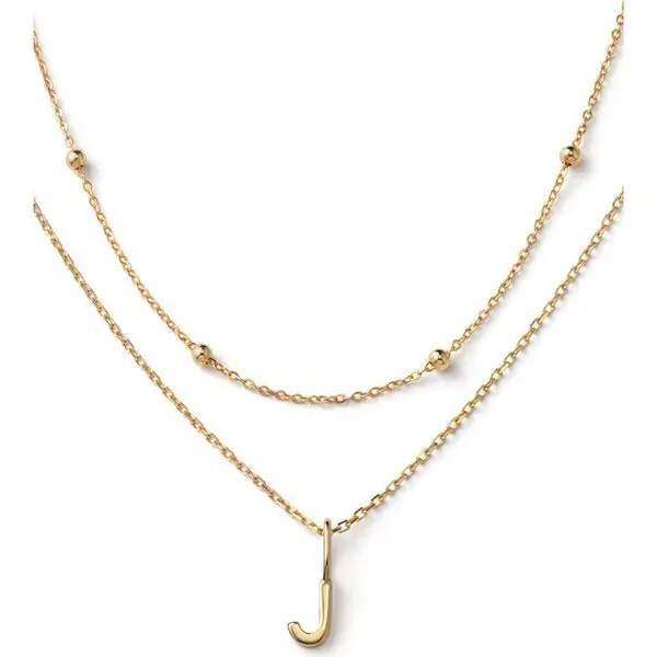 ANA LUISA 10k Layered Letter Necklace - J