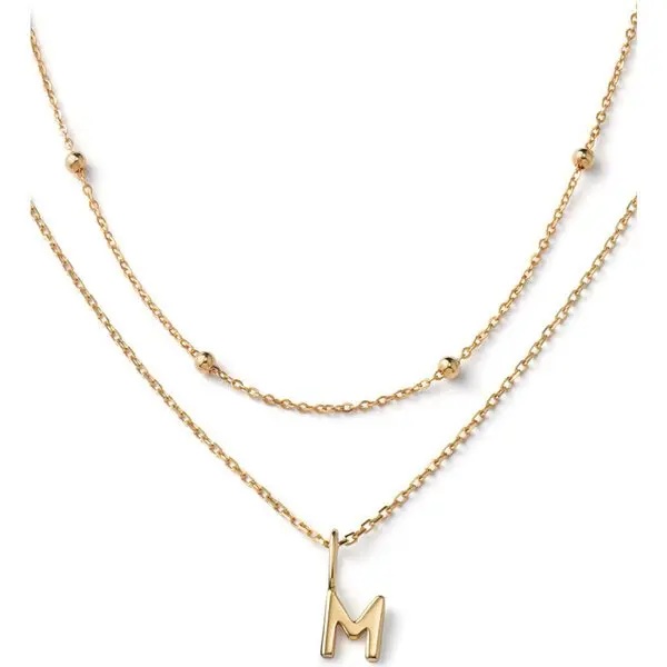 ANA LUISA 10k Layered Chain Necklace With Letter Charm - K