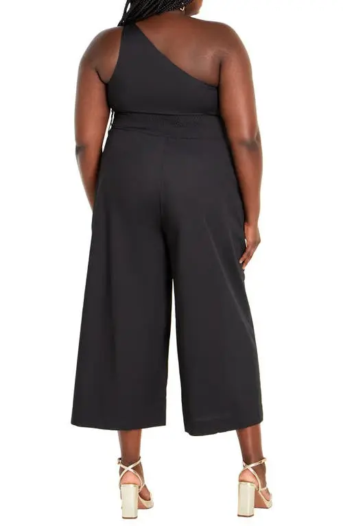 City Chic Rebecca One-shoulder Crop Jumpsuit