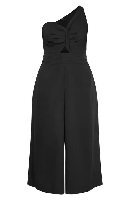 City Chic Rebecca One-shoulder Crop Jumpsuit