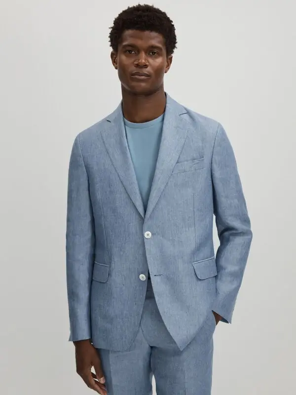 OSCAR JACOBSON Linen Single Breasted Blazer