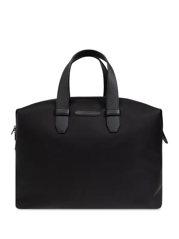 Brioni Holdall With Logo Patch - Black