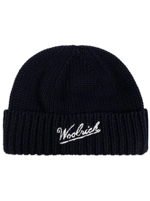 Woolrich Logo-intarsia Beanie - Blue
