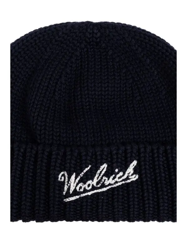 Woolrich Logo-intarsia Beanie - Blue