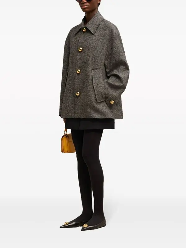 AMI Paris Belted Wool-cotton Blend Coat