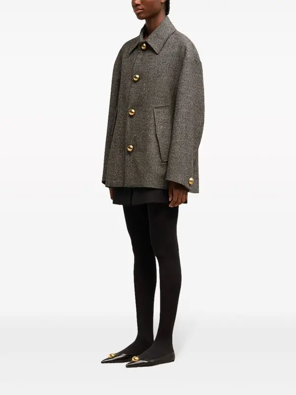 AMI Paris Belted Wool-cotton Blend Coat