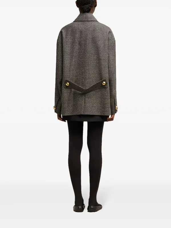 AMI Paris Belted Wool-cotton Blend Coat