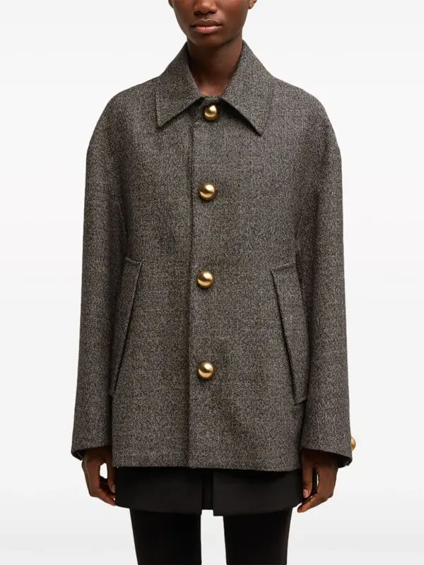 AMI Paris Belted Wool-cotton Blend Coat