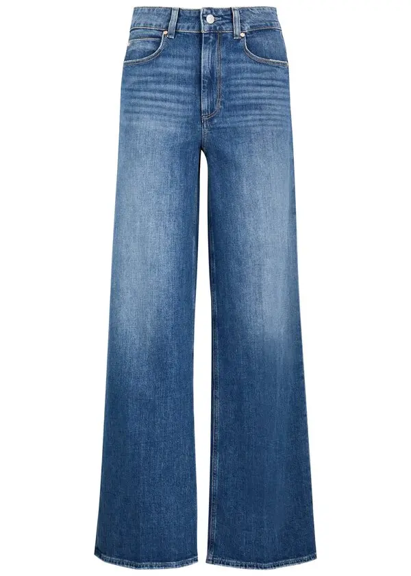 Paige Sasha Distressed Wide-leg Jeans - Blue
