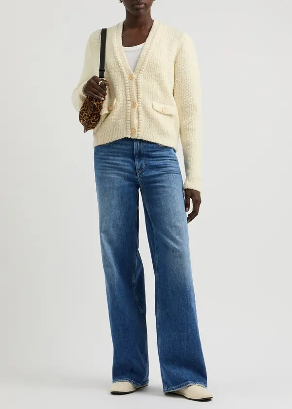 Paige Sasha Distressed Wide-leg Jeans - Blue