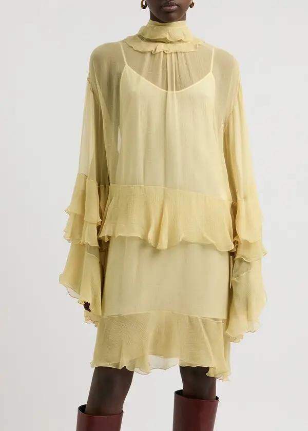 Chloé Ruffled Silk-georgette Mini Dress