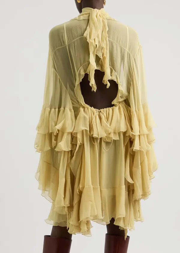 Chloé Ruffled Silk-georgette Mini Dress