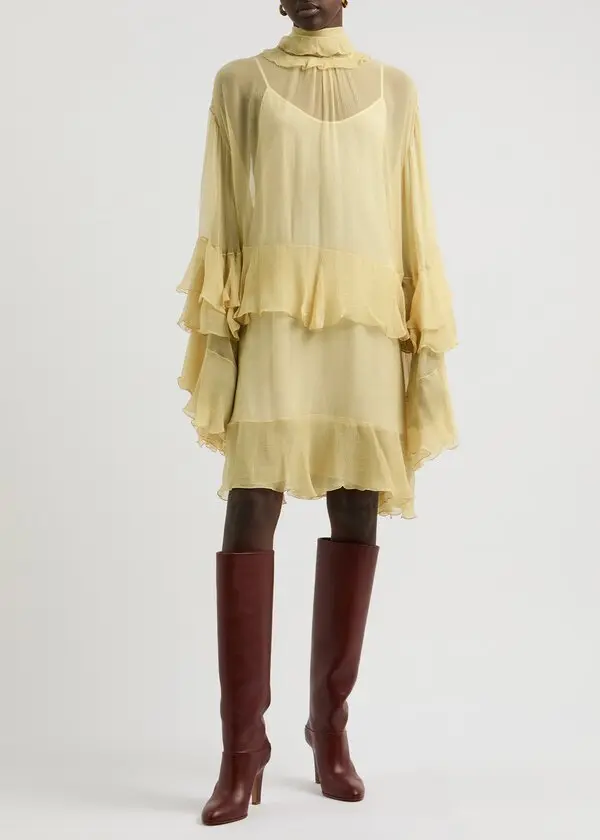 Chloé Ruffled Silk-georgette Mini Dress