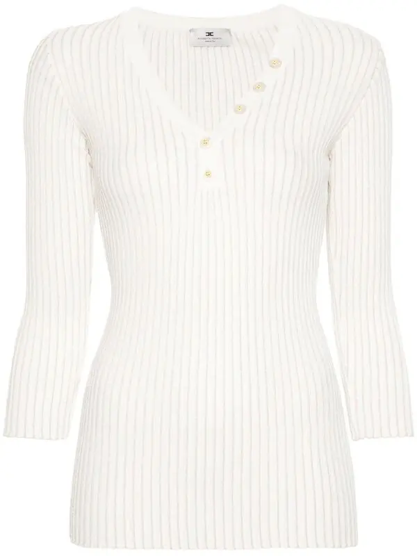 Elisabetta Franchi Ribbed Knit Jumper - White