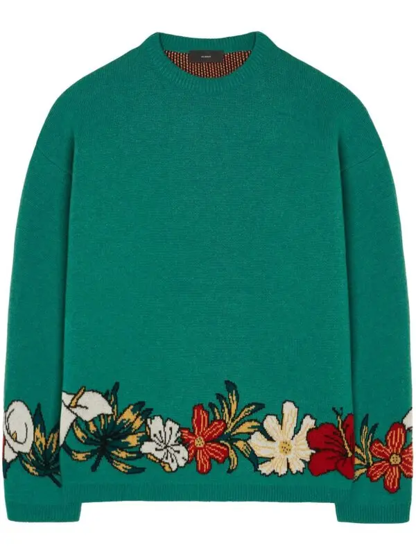 Alanui Floral Intarsia-knit Cashmere Jumper - Green