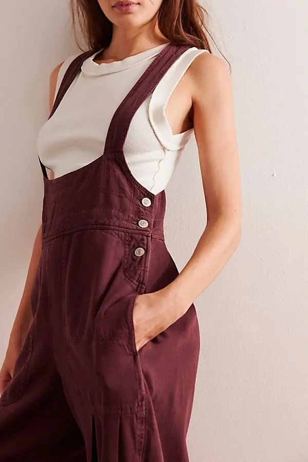 Free People Felix Tapered Overalls - Shaved Chocolate