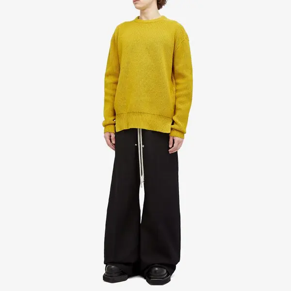 Rick Owens Fisherman Knit Round Neck In Lemon - 70% Off