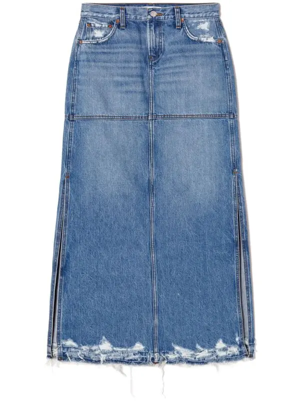 RE/DONE Split Mid-rise Denim Skirt