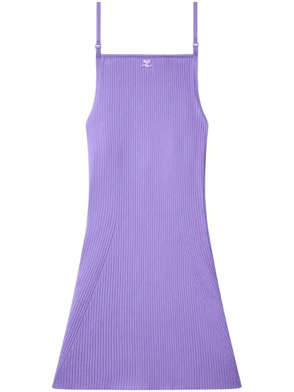 COURREGES Ribbed-knit Mini Dress - Purple
