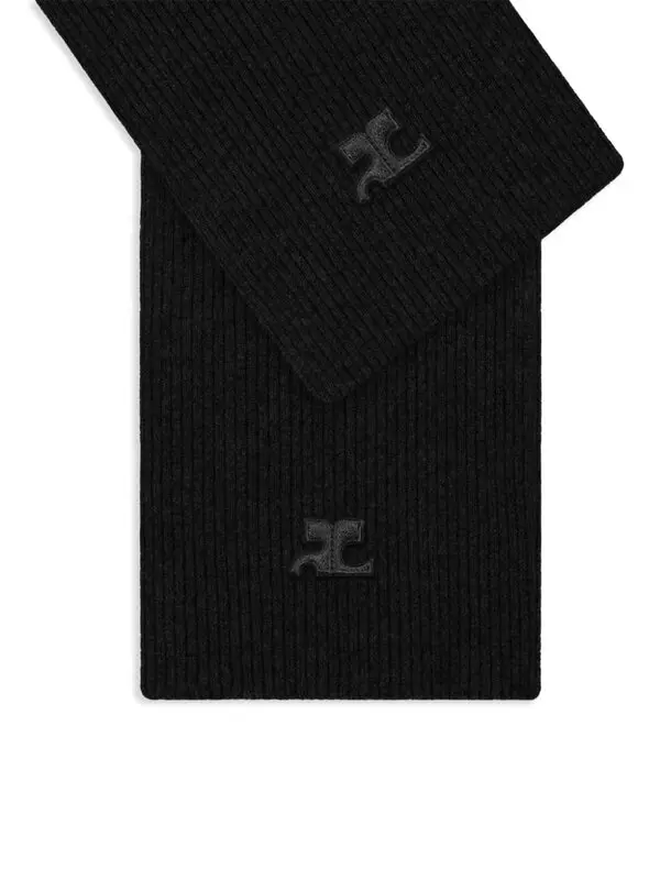COURREGES Ribbed Wool Mittens - Black