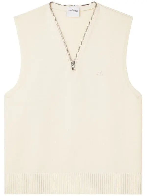 COURREGES V-neck Sleeveless Sweater - Neutrals