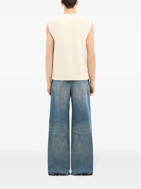COURREGES V-neck Sleeveless Sweater - Neutrals