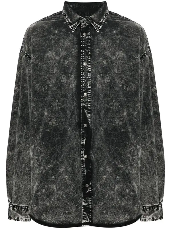 DIESEL® Acid-wash Logo-embroidered Shirt