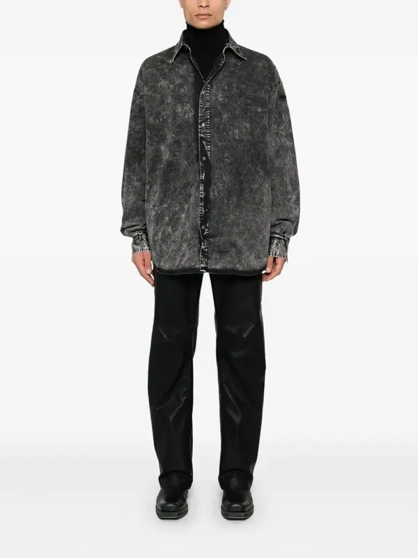 DIESEL® Acid-wash Logo-embroidered Shirt