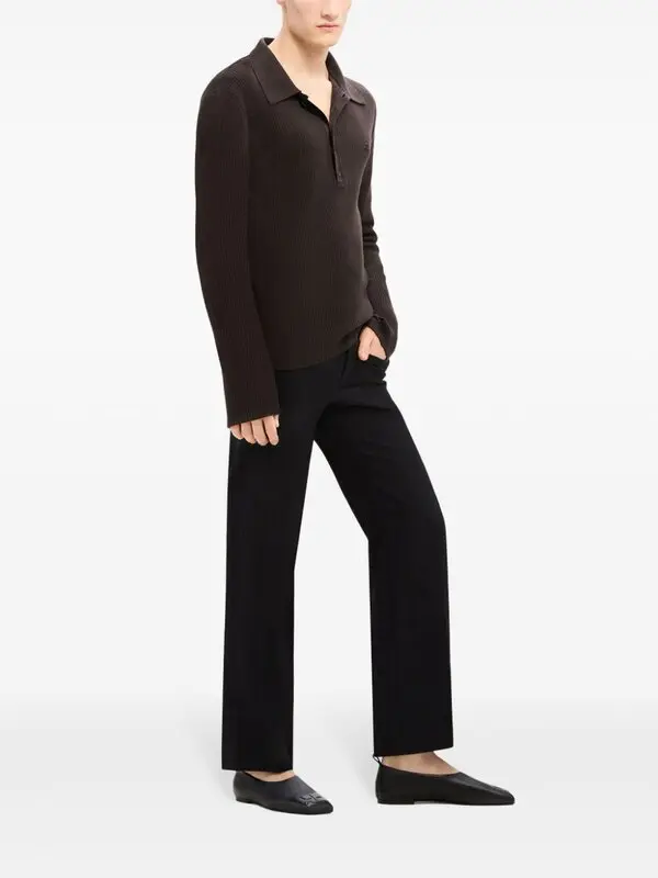 COURREGES Cootn-wool Blend Polo - Brown