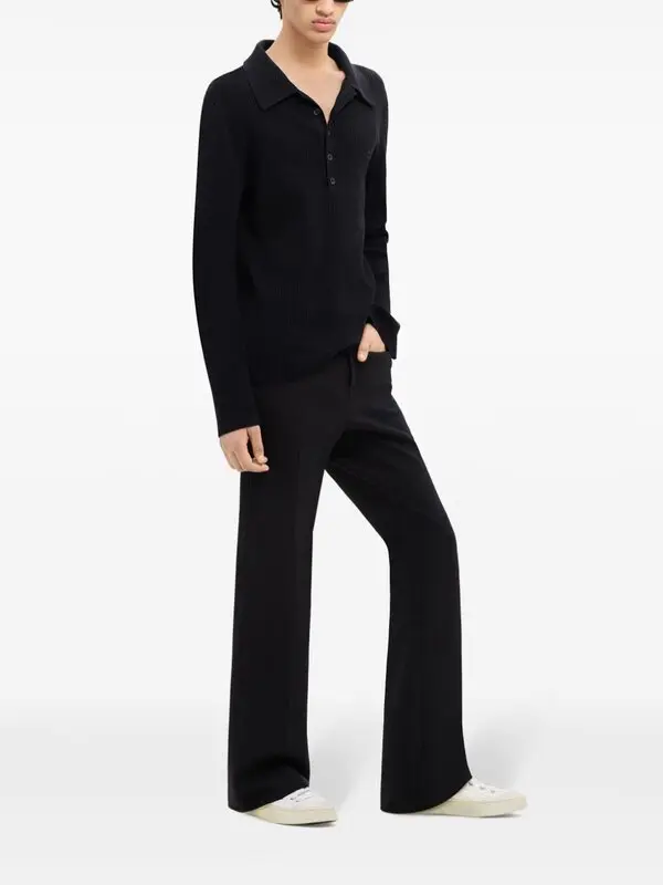 COURREGES Cotton-wool Blend Polo Shirt - Black