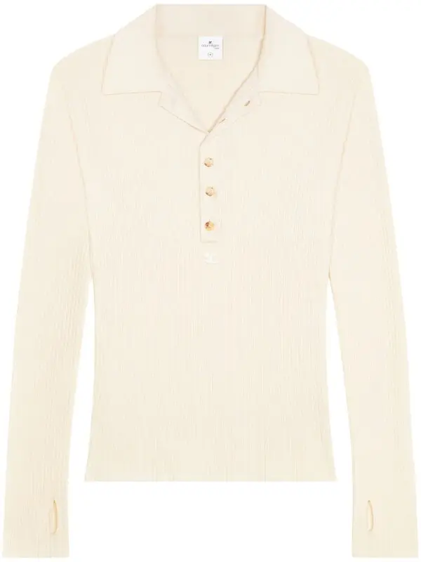 COURREGES Cotton-wool Blend Polo Shirt - Neutrals