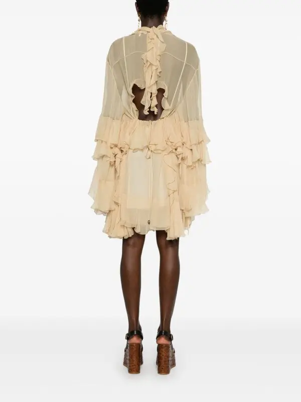 Chloé Ruffled Mini Dress - Neutrals
