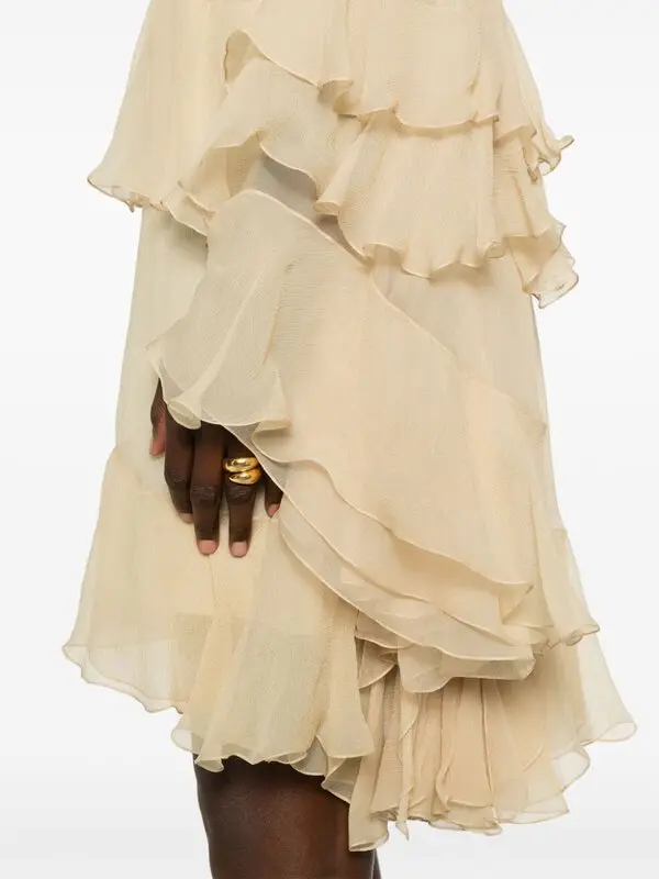 Chloé Ruffled Mini Dress - Neutrals