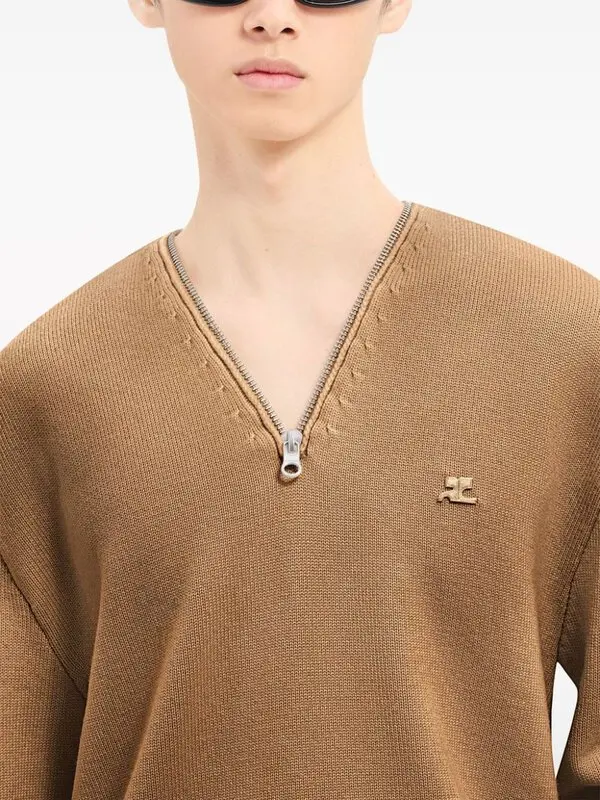 COURREGES Zip-detailing Wool Sweater