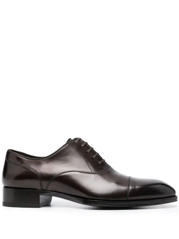 TOM FORD Elkan Lace-up Leather Oxford Shoes - Brown