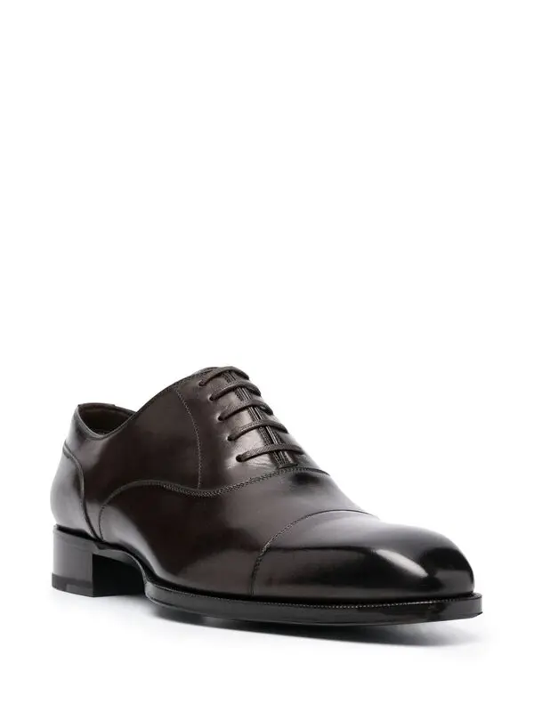 TOM FORD Elkan Lace-up Leather Oxford Shoes - Brown