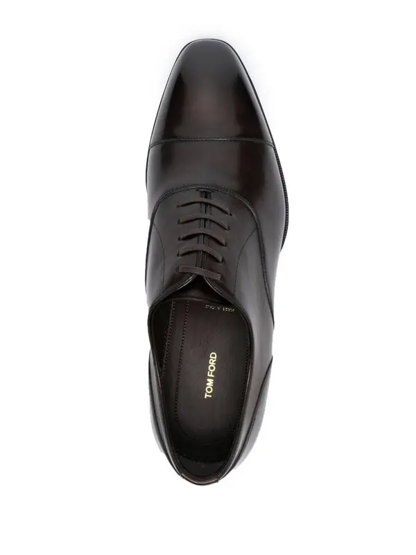 TOM FORD Elkan Lace-up Leather Oxford Shoes - Brown